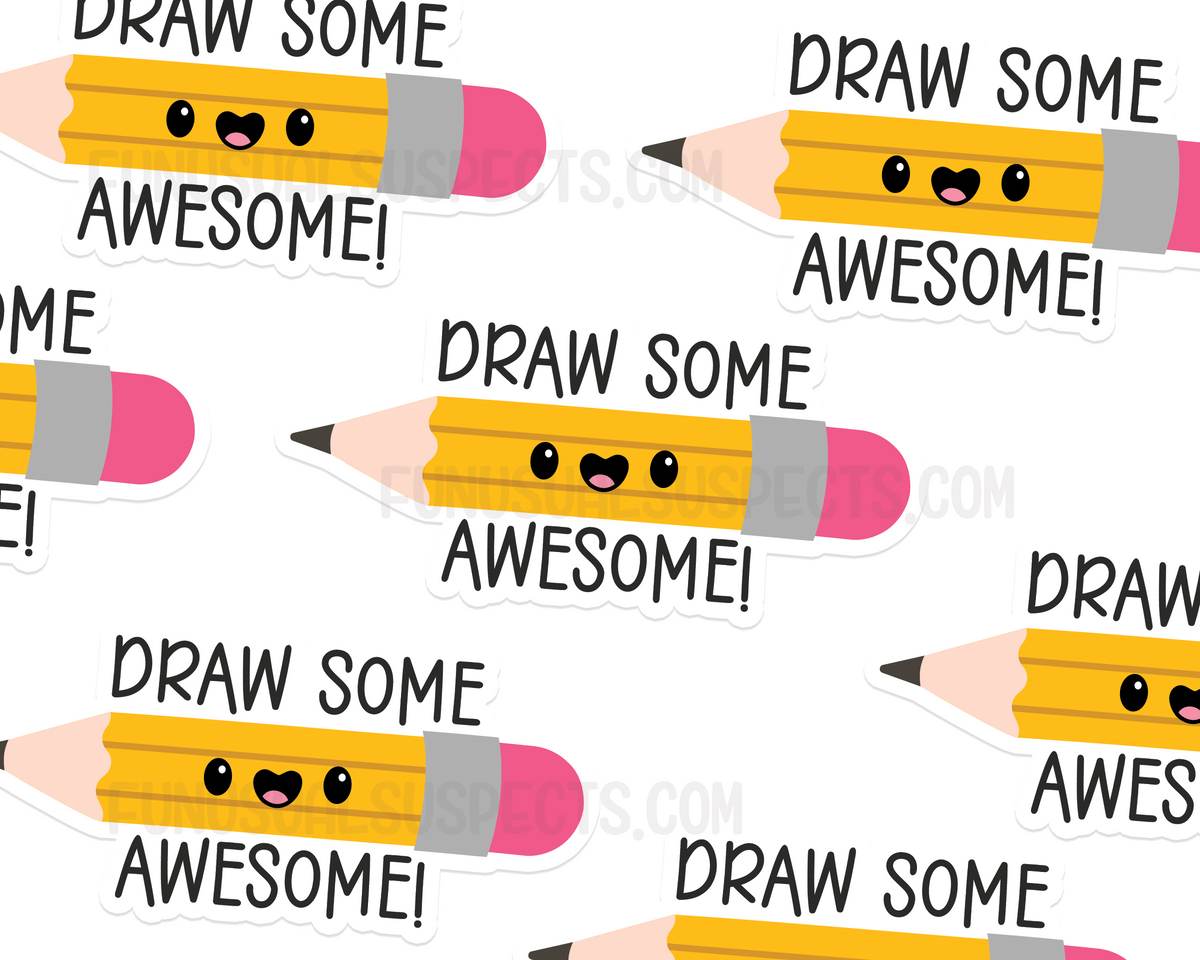 Pencil Drawsome Awesome Sticker – FunUsualSuspects