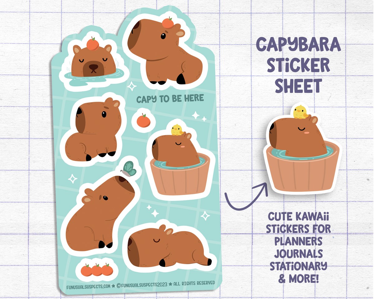 Capybara Sticker Sheet – FunUsualSuspects