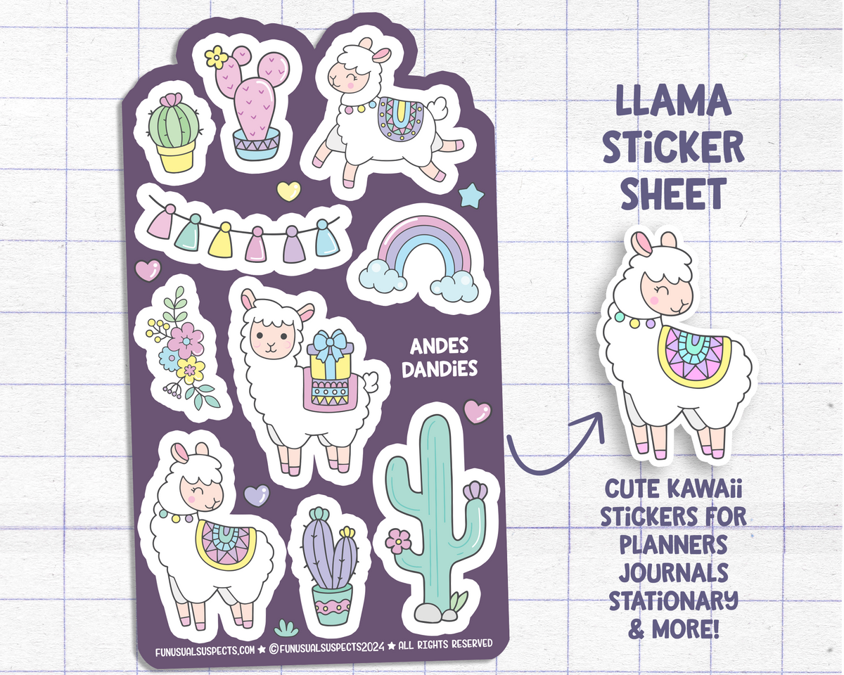 Llamas Sticker Sheet – FunUsualSuspects