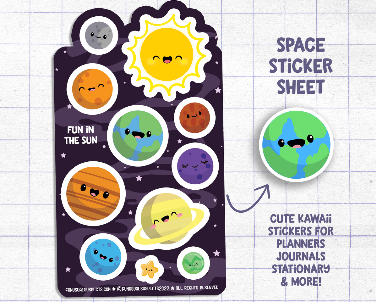 Planets Sticker Sheet – FunUsualSuspects