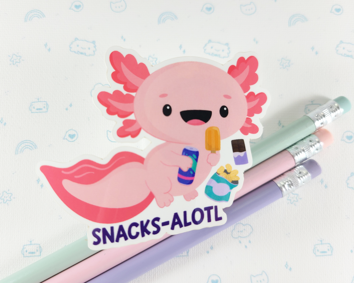 Axolotl Snacks Sticker – FunUsualSuspects