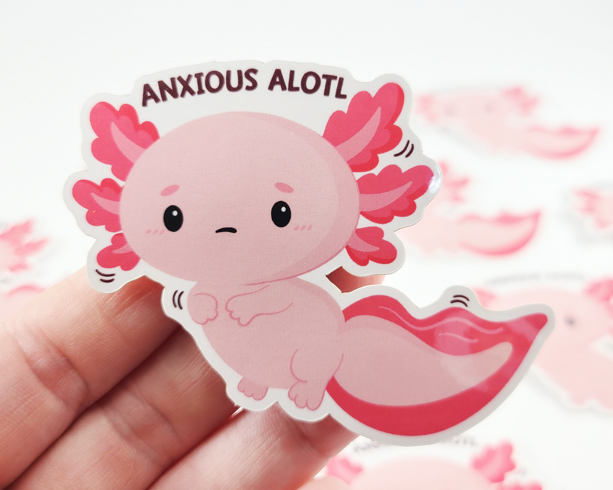 Axolotl Anxious Sticker – FunUsualSuspects