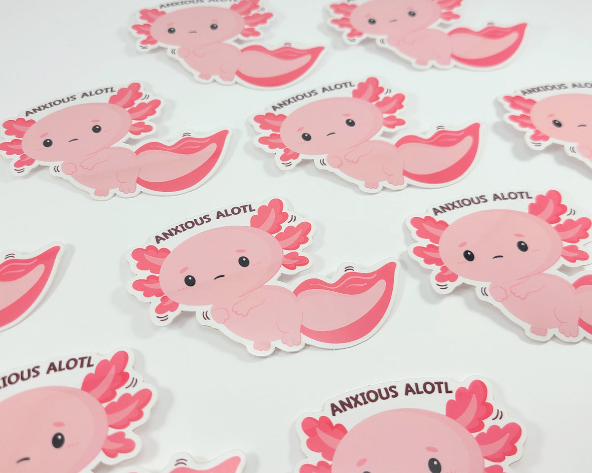 Axolotl Anxious Sticker – FunUsualSuspects
