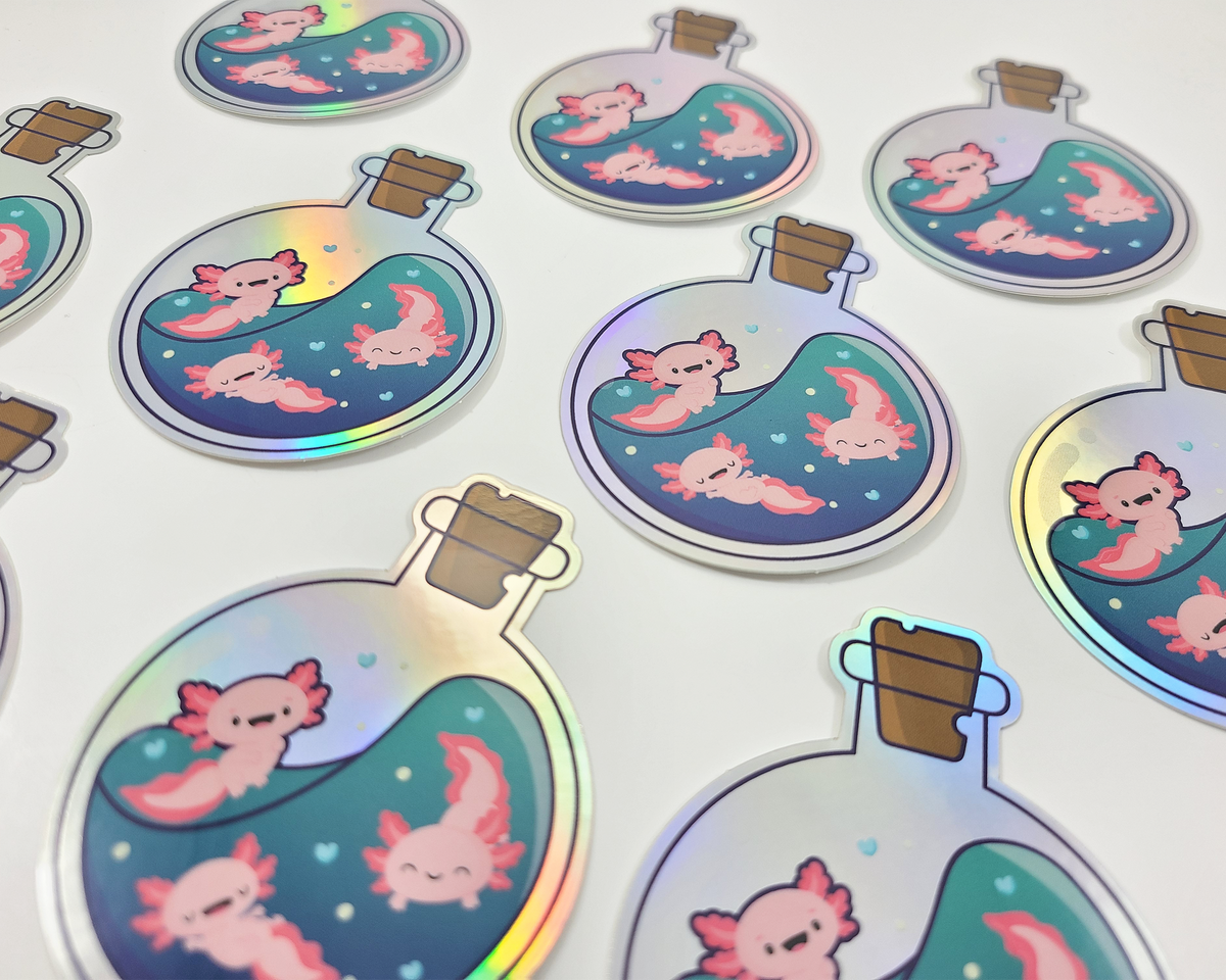 Holographic Axolotl Sticker – FunUsualSuspects